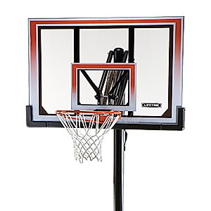 Lifetime In-Ground Basketball Hoop with 50 Inch Steel-Framed Shatterproof Backboard, Heavy Duty Slam-It Rim, 3-Piece Steel Pole, Action Grip Adjustment Mechanism