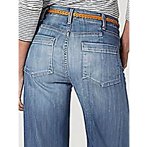 Flamingals Wide Leg Jeans for Women Stretch Mid Waist Baggy Jeans Boot Cut Jeans Denim Pants Without Belt Mid Blue XL