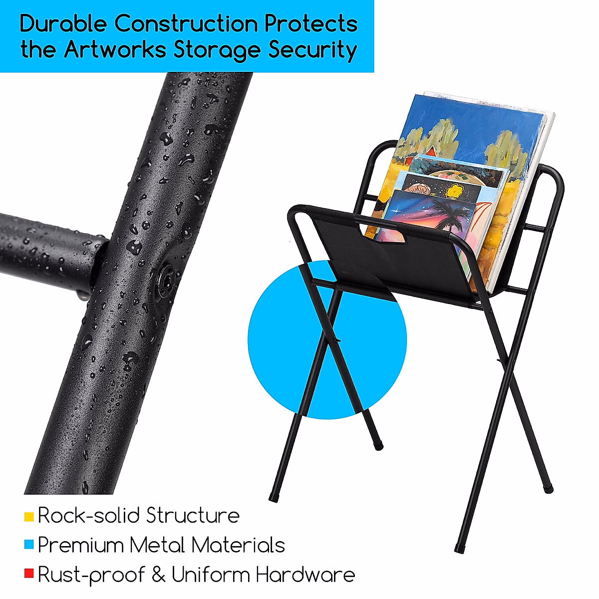 MEEDEN Canvas Art Print Rack: Folding Metal Display and Storage Rack - Portable Art Drying Rack for Poster Stand Canvas Panels Artworks & Artist Galleries - Medium