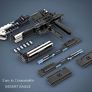 Audio Technics Simulated Shooting Toy Building Block- Technics Desert Eagle Shooting Toy Model, Compatible with Lego Technic, 900+ PCS 37x17cm