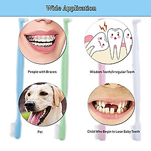 HRASY Orthodontic Toothbrush Small Head End Tuft Toothbrush Tiny Compact Interspace Brush for Braces and Teeth Detail Cleaning, 4 Pieces (C)