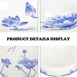 STOBOK Large Outdoor Planters Succulent Pots Ceramic Bonsai Flower Pot Large Round Planter Pot Blue White Porcelain Ceramic Shallow Flower Pot Planter Set for Indoor Outdoor Large Air Plants