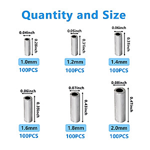 Single Barrel Crimp Sleeves Aluminum Fishing Crimp Sleeves Cable Crimp Sleeves Wire Rope Crimping Loop Sleeves Crimping Tool Kit for Fishing Line Mono Line Fishing Leader Rigging (600pcs)