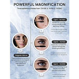 OMIRO Hand Mirror, Double-Sided 1X/15X Magnifying Foldable Makeup Mirror for Handheld, Table and Travel Usage