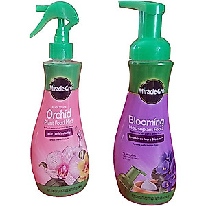 Miracle-Gro Blooming Houseplant Food, 8 oz & Miracle-Gro Orchid Plant Food Mist (Orchid Fertilizer) 8 oz. (2 fertilizers)
