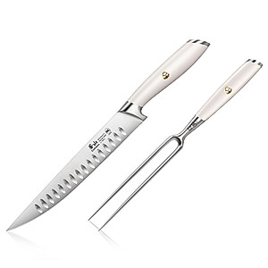 Cangshan L1 Series 1026962 German Steel Forged 2-Piece Carving Set, White