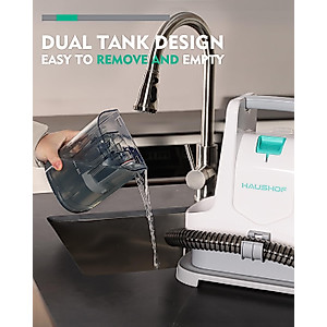 HAUSHOF Portable Carpet Spot and Upholstery Cleaner, Lightweight Handheld Deep Cleaner Machine for Pet Stains, Sofa, Rug, Mattress, Car Seat and Curtain, White & Light Grey