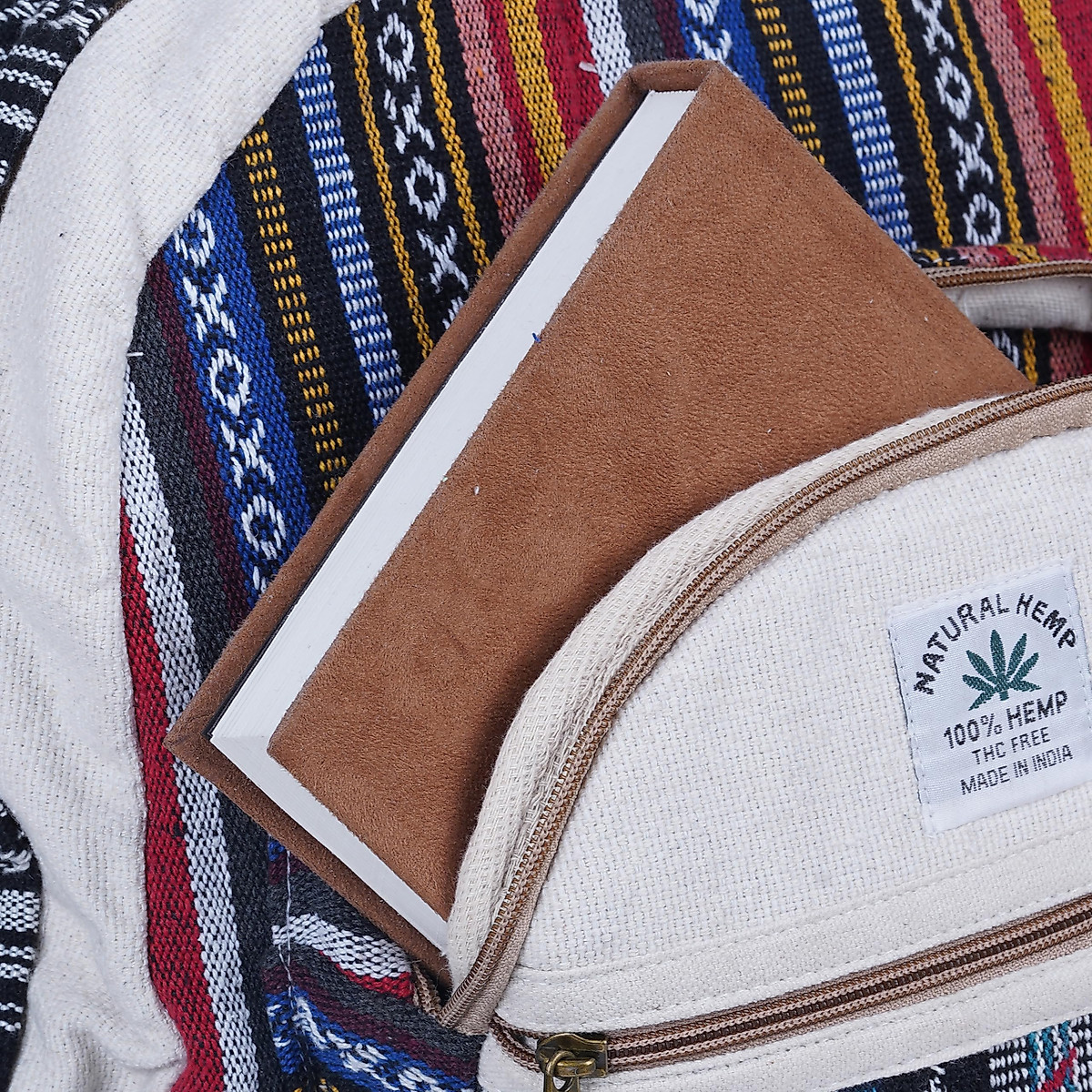Small cotton stripe hemp backpack, Hemp backpack, traveling backpack, nepali backpack, himalayan backpack, small 13" bag (BG-001-SM)