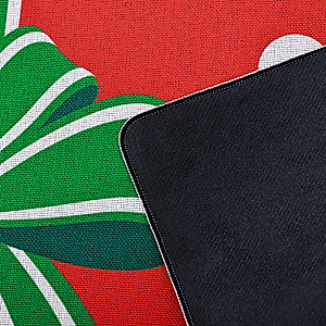 TRUEDAYS Christmas Red Bowknot Door Mat, Outdoor Indoor Welcome Rug Durable Bedroom Door Mats, Cute Cartoon Gift Box Snowflake Christmas Decorative Doormat with Non Slip Rubber Backing