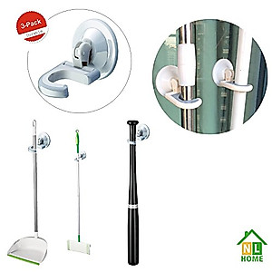 NL HOME Suction Cup Hooks, Wreath Hangers for Glass Door or Window, Set of 3 Multi Purpose Powerful Vacuum Suction Utility Hooks for Bathroom Kitchen Warehouse Garage, White