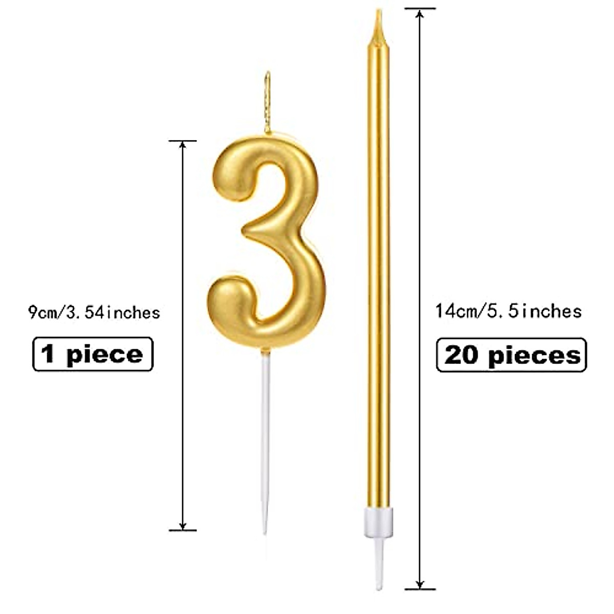 BeautyChen Birthday Candles 22 Pieces Birthday Numeral Candles Cake Numeral Candles Number 0 1 2 3 4 5 6 7 8 9 (0-9) Glitter Cake Topper Decoration for Birthday Wedding Party Anniversary