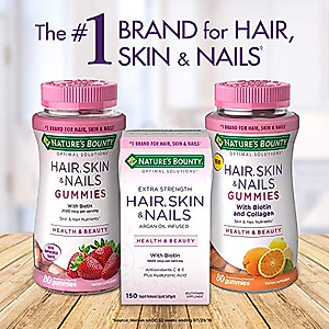 Nature's Bounty Optimal Solutions Advanced Hair, Skin & Nails Gummies, Strawberry, 200 Count