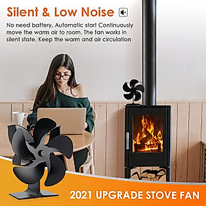 Wood Stove Fan, 5 Blade Fireplace Fan, Heat Powered Stove Top Fans, Non Electric Fireplace Fan, Eco Friendly, Ultra Quiet, Efficiently Circulates Warm Air, Perfect for Log Burner / Wood Burner Stove