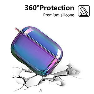 MOLOPPO Case for Airpods Pro,Clear Hard PC Protective Case Colorful AirPods Pro Cover Skin Compatible with AirPods Pro with Butterfly Bracelet for Women Girls Teen(Glittery Purple)