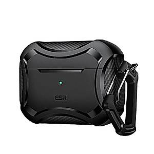 SaharaCase Cyber Armor Case for Apple AirPods Pro 2 (2nd Generation) [Rugged] Full Body Protection Antislip Grip Slim with Keychain - Black