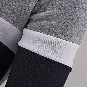 Mens Zipper Hooded Sweatshirts, Thenlian Men‘s Long Sleeve Autumn Winter Patchwork Zipper Pocket Hoodies Top Blouse(Navy, XXL)