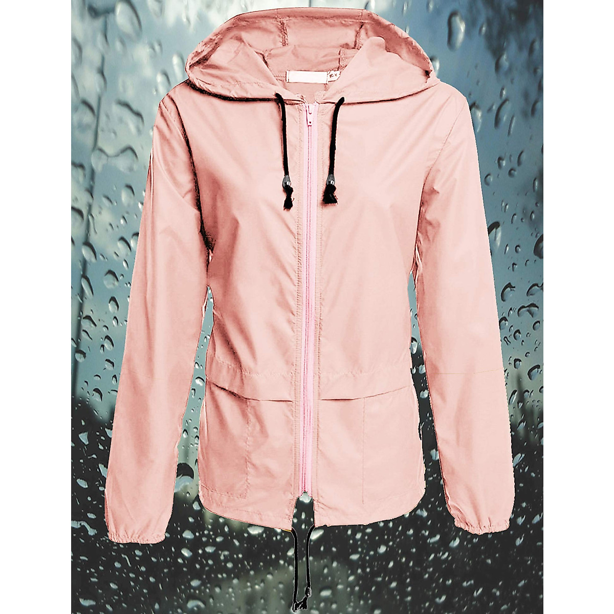 Avoogue Raincoat Women Lightweight Waterproof Fishing Rain Jackets Packable Outdoor Hooded Windbreaker (Pink XL)