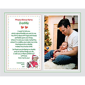 Poetry Gifts New Father, Merry Christmas to Daddy From Baby, 8x10 Inch Print Personalized with Name and Photo