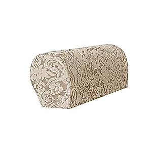 SXNING Jacquard Armrest Covers Stretch Chair Sofa Arm Protectors Removable Sofa Arm Rest Cover Detachable Sofa Cover Protector 2pcs/Set (Khaki), Length:45.7-53.3cm/18-21 inches