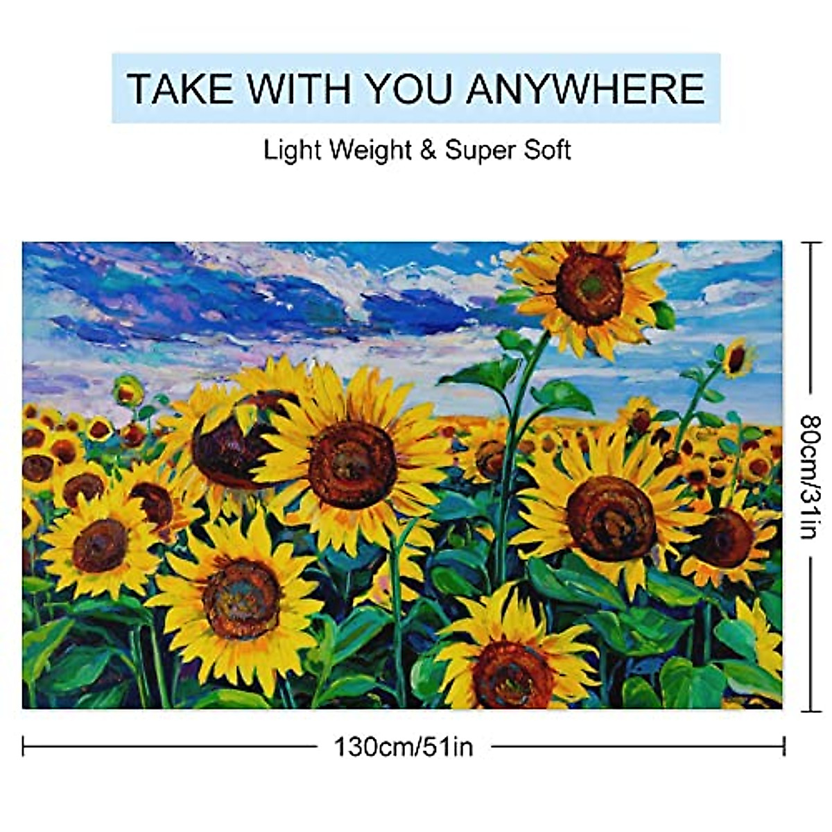 My Little Nest Bath Towels Quick Dry Bathroom Towels Oil Painting Sunflowers Modern Absorbent Shower Towels Soft Hand Towel Wash Cloths for Spa Pool Hotel Gym 31" x 51"