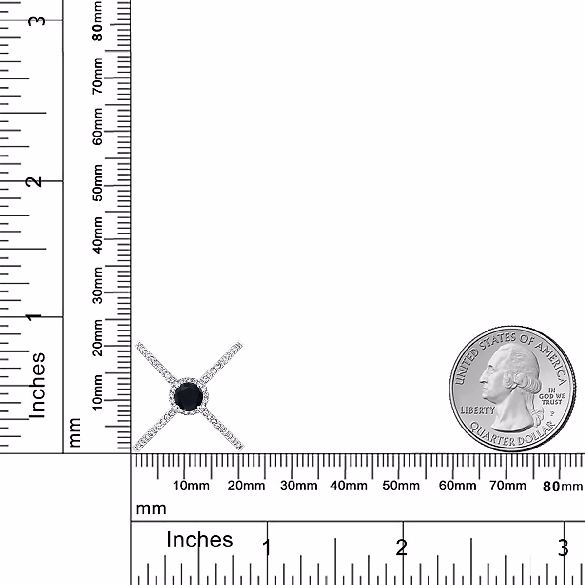 Gem Stone King 925 Sterling Silver Black Onyx Criss Cross X Ring For Women (1.29 Cttw, Round 5MM, Gemstone Birthstone, Available In Size 5, 6, 7, 8)