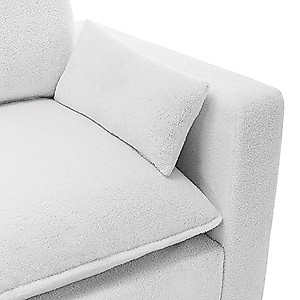 Modern Sofa with Removable Back and Seat Cushions ,Upholstered Comfy Sofa Couch with 2 Pillows,Small 3 Seater Loveseat Sofa for Living Room,Small Space,Bedroom,Apartment,Studio(White)