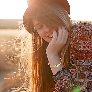 SBI Jewelry Initial C Bangle Bracelet for Women Gold Love Letter Cuff Gift Alphabet Family Christmas Stainless Steel Friendship Mom Granddaughter