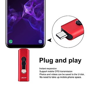 VIERY USB Flash Drive 64G,2-in-1 Dual USB Type -C Memory Stick USB Photo Stick USB 3.0 64gb Thumb Drive for Android Smartphones,Tablets, PC.(64GB)