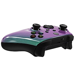 eXtremeRate Chameleon Green Purple Replacement Side Rails + Back Shell + Faceplate for Xbox Series X/S Controller