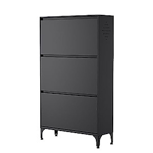 WIILAYOK Shoe Cabinet - Freestanding or Wall Mounted Shoe Storage Organizer with 3 Flip Drawers and Adjustable Shelves - Ideal for Entryway, Hallway, Living Room