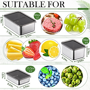 Hushee 13 Pack Stainless Steel Food Storage Containers 30,60,120,13.5 oz Airtight Stackable Fridge Organizer Bins with Lids Food Packing Box for Bacon Cheese Meat Fruit Vegetable Storage