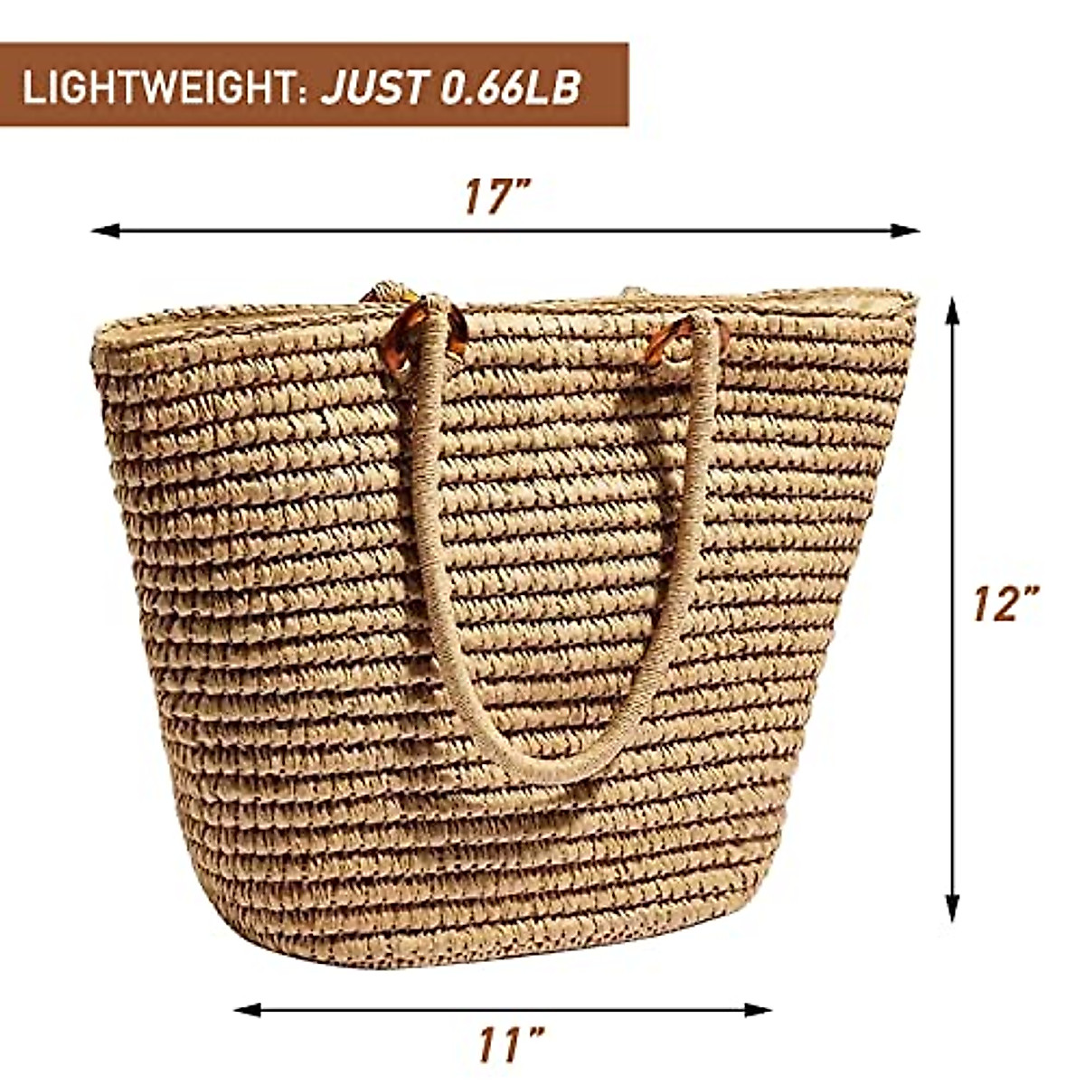 VSUVUR Women Large Woven Straw Beach Tote,Hand-Woven Straw Handbag, Handmade Weaving Shoulder Bag,Summer Beach Bag