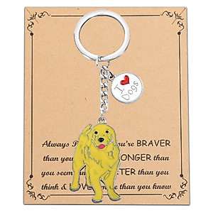 FUSTMW Golden Retriever Keychain Gifts Golden Retriever Dog Lover Owner Gifts Golden Retriever Charm Keyring Dog Mom Dad Gifts (Silver)