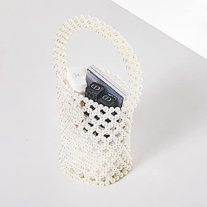 Grandxii Clutch Pearl Handbag for Women Bucket Bags Mini Handmade Evening Paty Wedding