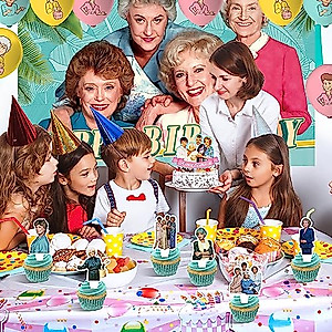 Golden Girls Birthday Party Decoration, Include The Girls Party Backdrop 5 x 3 FT, Cake Topper, Latex Balloons, for Women Fans Birthday Party