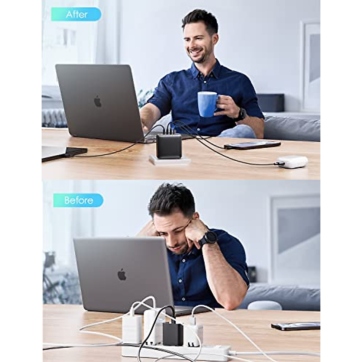 oraimo USB C Charger, HyperGaN 120W Charger, PPS 4-Port Fast Compact Foldable Wall Charger Suitable for MacBook Pro/Air, iPad Pro, Galaxy S22/S21 (Blue)