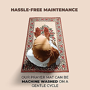 Islamic Prayer Mat - Portable Machine Washable Foldable Prayer Rugs for Muslims - Travel Prayer Mats, Perfect Eid & Ramadan Islamic Gift - 100% Soft Cotton Janamaz - Ideal for Men, Women, Kids