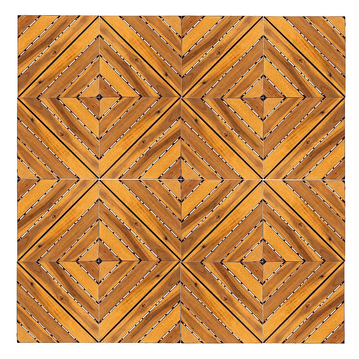 YAMAZING 12”x12” Solid Wood Interlocking Flooring Tiles (Pack of 9), Acacia Hardwood Deck Tiles,Floor Tiles for Both Indoor & Outdoor Use, Waterproof All Weather