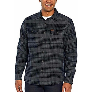 Orvis Big Bear Heavyweight Double Brushed Flannel Button Down Shirt with Hand Warmer Pockets (as1, Alpha, l, Regular, Regular, Black,Gray)