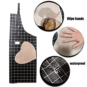 Geounzay Aprons for Men, Cooking Kitchen Aprons, Waterproof Oil-Proof Erasable Hand Adjustable Bib Cooking Aprons with Pockets for Women Men Dishwashing Baking Grill Restaurant Durable Black (Small)