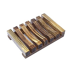 Sihuuu Soap Dish, Soap Saver Holder Soap Tray for Bathroom Shower Easy Cleaning, Dry, Stop Mushy Soap (Brown, Wood)