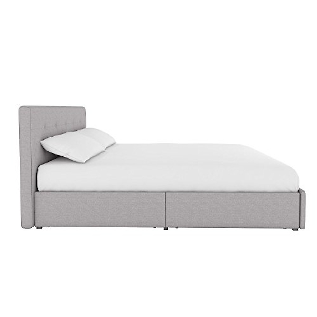 DHP Rose Upholstered Platform Bed with Underbed Storage Drawers and Button Tufted Headboard and Footboard, No Box Spring Needed, Queen, Gray Linen