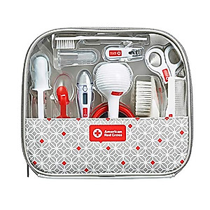 American Red Cross Deluxe Health and Grooming Kit| Infant and Baby Grooming | Infant and Baby Health | Thermometer, Medicine Dispenser, Comb, Brush, Nail Clippers and More with Convenient Tote