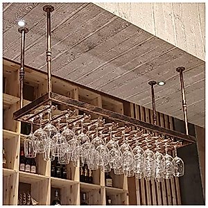 Stylish Simplicity Industrial Simple Wine Glass Hanger Bar Floating Stand Adjustable Kitchen or Office Cutlery Bottle Holder Vintage Iron Inverted Goblet Holder Wine Glass Holder (Bronze 120 * 35Cm)