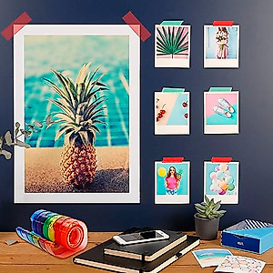 Eagle Rainbow Tape Dispenser, Desktop Office Tape, Colored Adhesive Tapes Included, for Arts, Home, and Office use, Pack of 6 Dispensers