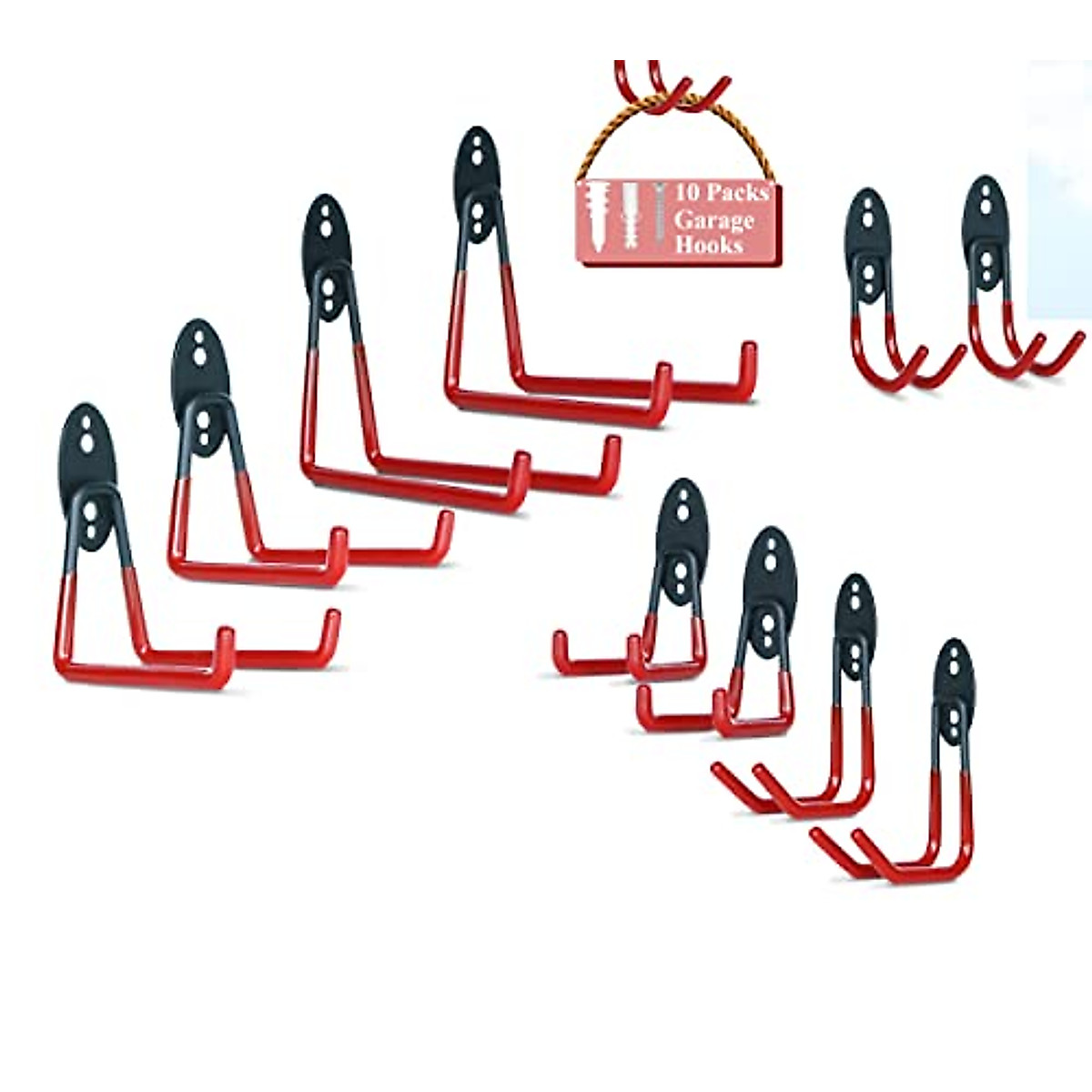 folisea Garage Storage Utility Hooks,Wall Mount Garage Hanger Heavy Duty Garage Hooks for Fixing ladders, Garden Tools, Bicycles 10 Packs