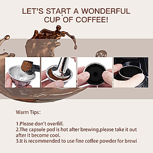 Reusable Coffee Capsule Lids for Original Nespress Vertuoline Pods, Food Grade Silicone Caps for Refillable Nespresso Vertuo Pods with Scoop and Brush, 4 PCS (Black)