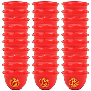 Kichvoe Whiskey Glasses 50pcs Chinese Wedding Cup Plastic Shot Cups Red Wine Cup Wine Drinking Cups Chinese Wedding Wine Cup for Chinese Baijiu Wine Plastic Wine Glasses