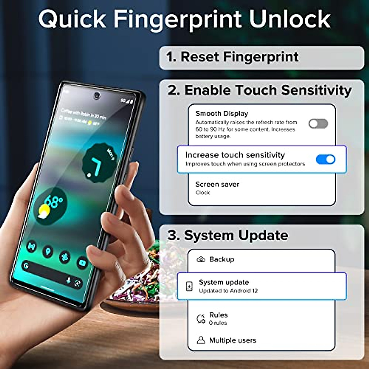 ivoler [3 Pack] Screen Protector Tempered Glass for Google Pixel 6a 5G 2022 (6.1 inch)[Fingerprint Unlock Compatible] with Easy Installation Frame[Not for Pixel 6] 9H Hardness Clear Film Bubble Free