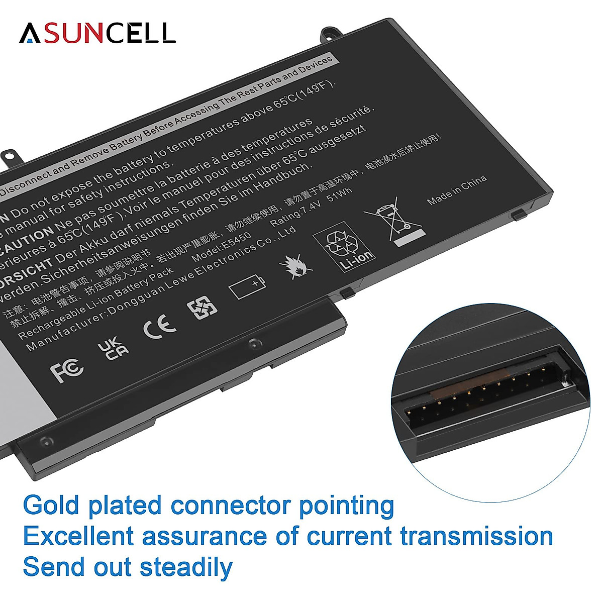 ASUNCELL 51Wh G5M10 Battery for Dell Latitude 14 E5450 5450 15 E5550 5550 12 E5250 5250 3150 3160 3550 Series VMKXM 451-BBLN G5M10 08V5GX 5XFWC, 7.4V 4-Cell